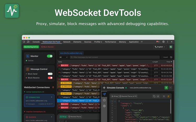 WebSocket DevTools - Complete WebSocket Traffic Control Extension